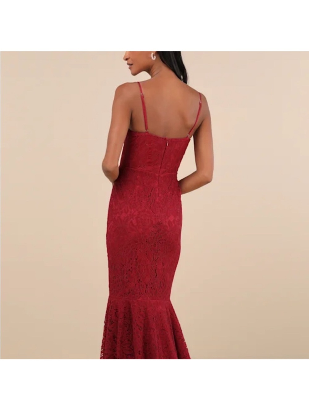 Lulu's Burgundy Lace Mermaid Midi Dress - Gem